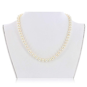 14K Gold AAAA White Freshwater Cultured Pearl Silk-Knotted 18" Strand Princess Pearls Necklace - Choice of Pearl Size & Clasp Gold Color