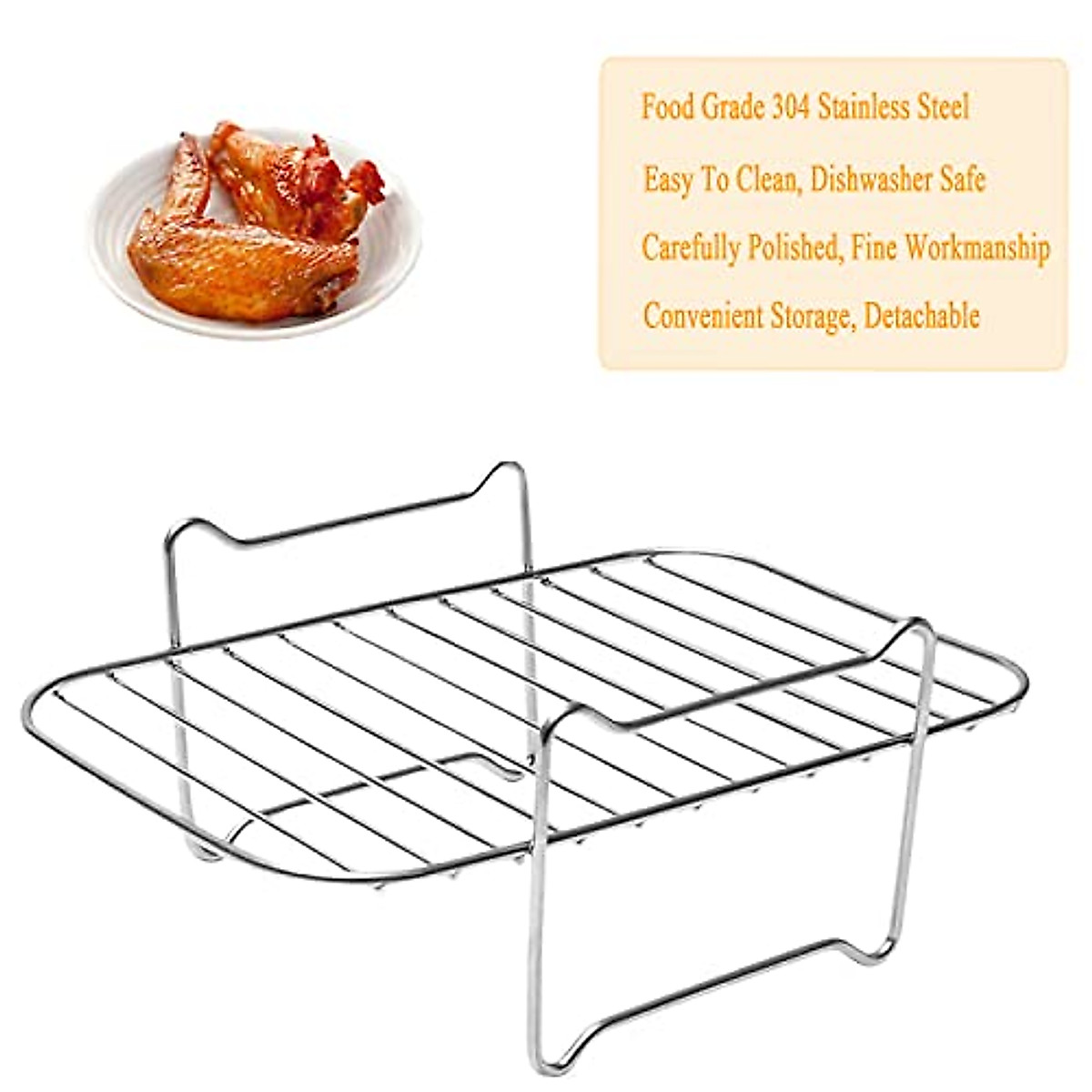 IUKOENTE Air Fryer Rack, 304 Stainless Steel Multilayer Dehydrator Rack For Double Boiler Air Fryers, Air Fryer Accessories Compatible with 4QT to 8QT Air fryer basket.