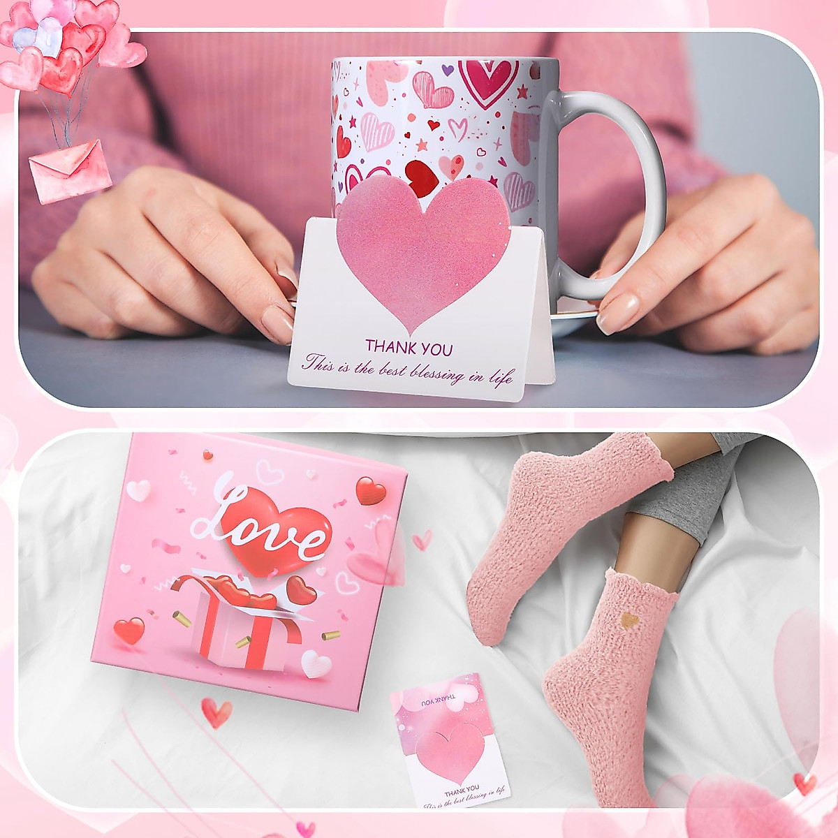 Tiangrid 7 Pcs Valentine‘s Day Gifts Box for Girlfriend Wife Lover Birthday Gifts for Women Love Gift Basket Love You Gifts Wedding & Engagement Valentines Day Gifts Anniversary Romantic Gifts