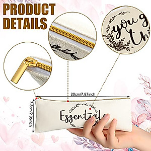 10 Pieces Canvas Pencil Bag with Zipper Canvas Pen Pouch Makeup Bag Pencil Case Cosmetic Bag Travel for Office and Back to School, 7.9 x 3 inch