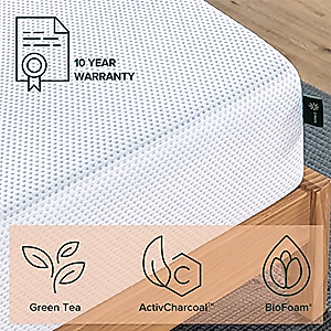 Zinus Shalini Platform, Queen, Sage Grey & ZINUS 12 Inch Green Tea Cooling Gel Memory Foam Mattress/Cooling Gel Foam/Pressure Relieving/CertiPUR-US Certified/Bed-in-a-Box, Queen