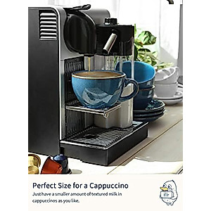 LE TAUCI 6 oz Cappuccino Cups with Saucers，Ceramic Coffee Cup for Au Lait, Double shot, Latte, Cafe Mocha, Tea - Set of 4, Ceylon Blue