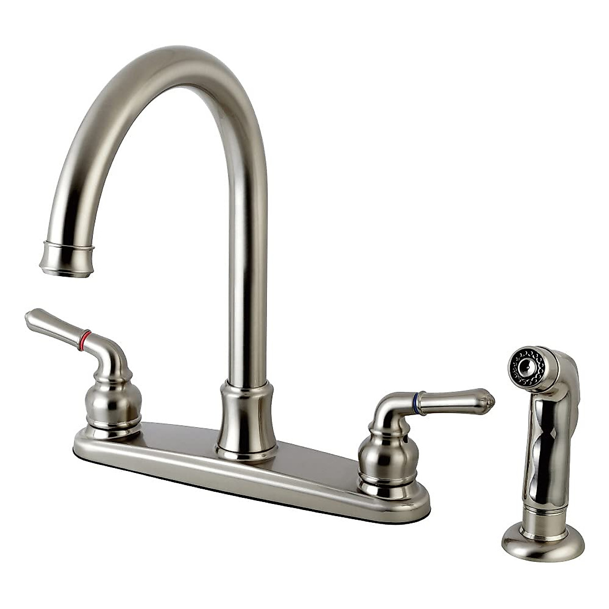 Kingston Brass FB7798NMLSP Naples 8" Centerset Kitchen Faucet, Brushed Nickel