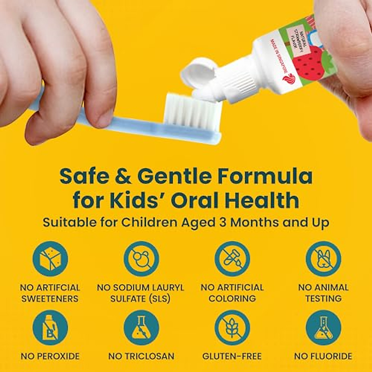 Pearlie White All Natural Fluoride Free Kids Toothpaste 1.58oz/45gm | Extra Gentle Enamel Safe Toothpaste | Helps Fight Against Plaque Formation | Under 30 RDA | Natural Strawberry Flavor