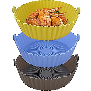 WYBG 3 Pcs Food Grade Silicone Easy Cleaning Air Fryer Liners Reusable Air Fryer Silicone Pot Food Safe Air Fryer Oven Accessories Replacement for Flammable Parchment Liner Air Fryer Basket