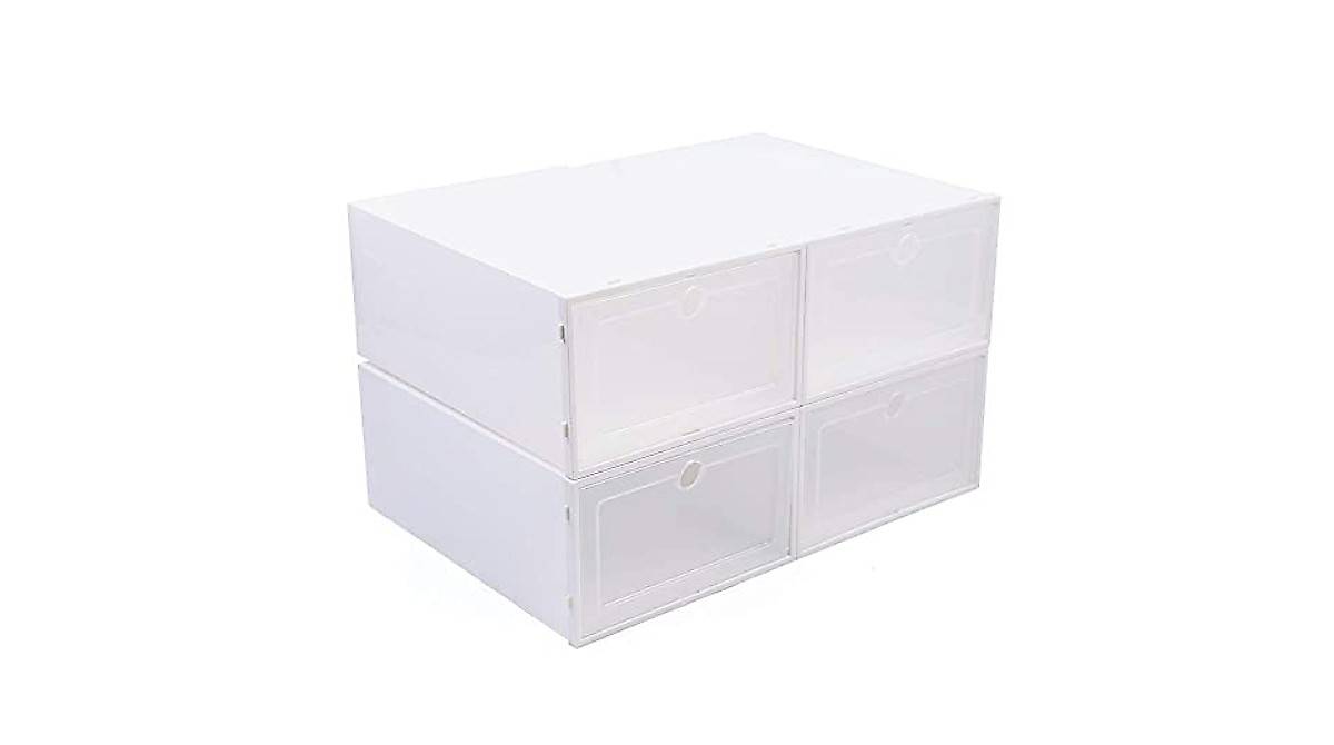Clear Clamshell Shoe Storage Boxes - 24 Pack