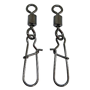 Unclesport 100pcs Fishing Rolling Swivel with Nice Snap Freshwater Bass Fishing Accessories Sea Fishing Gear 10#-0.83"/17LB