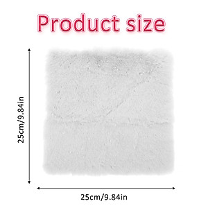 10 Inches Faux Fur Plush Cushion Fluffy Small Area Rug, Mini Square Faux Fur Rug, Small Rugs Fluffy Faux Fur, Pink Small Luxury Background for Jewelry, Nail Art, Photos, Product Display(White)