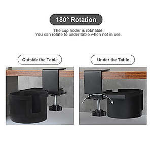 Desk Cup Holder 180° Rotating Under Table Cup Holder Anti-Spill Water Bottle Stand Coffee Mug Storage for Home Office and School