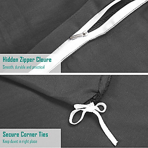 TEKAMON All Season 2 Piece Duvet Cover Set, Super Soft Breathable 100% Brushed Microfiber Premium Bedding Set -1 Comforter Cover with Zipper Closure+1 Pillow Sham (Twin, Dark Grey)