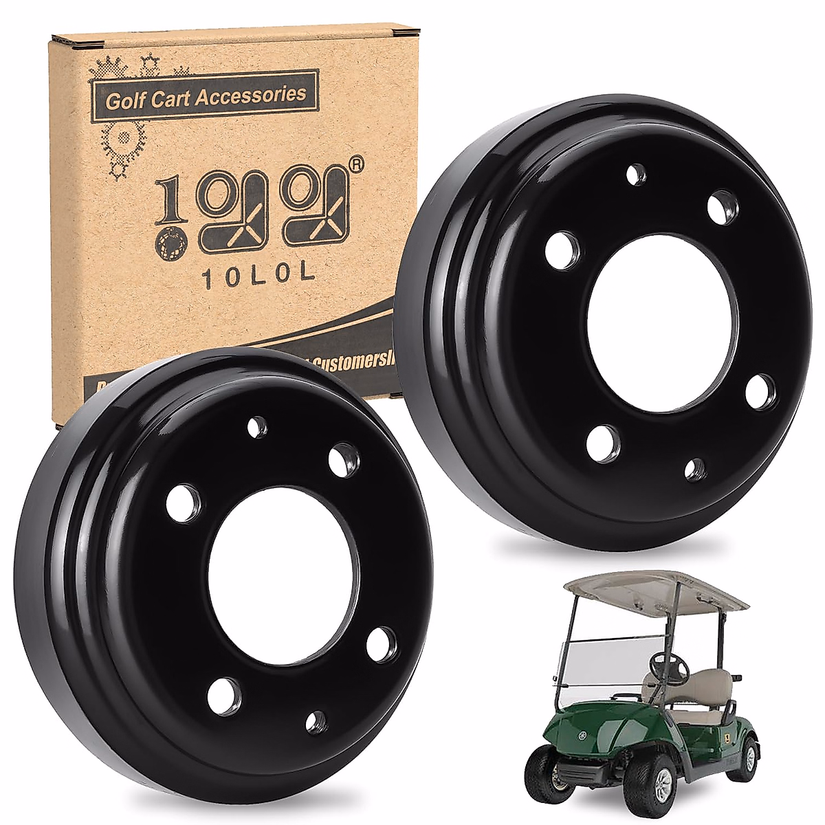 10L0L Golf Cart Brake Drum/Hub Assembly for Yamaha G1 G2 G8 G9 G11 G14 G16 G19 G22 G29 1978-Up Gas or Electric Golf Cart OEM# JU0-G6521-00-00 (2 Pack)
