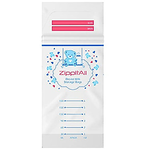 DiRose Breast Milk Storage Bags - Leak-Proof 100 Count Double Zipper 6 oz Capacity Extra Thick and Seal BPA/BPS Free/Disposable Pouches | Self-Standing Bag for Long and Safe Storing