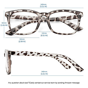 MEETSUN Blue Light Blocking Glasses, Anti Eye Strain Headache (Sleep Better),Computer Reading Glasses UV400 Transparent Lens (2 Pack Black +Leopard lens, 53)