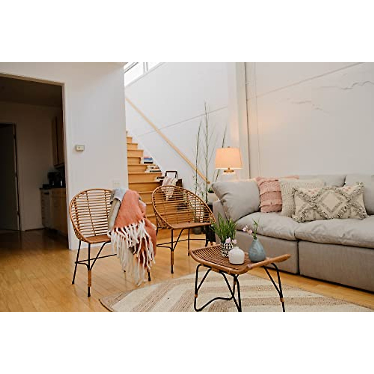 Creative Co-Op Wool Cream Kilim Pillow with Grey Fringe Accents