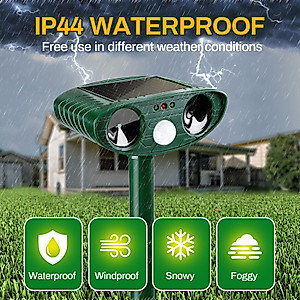 Gebatule 4 Pack Ultrasonic Animal Repellent Outdoor Deer Repellent Devices Solar Animal Repeller Motion Activated Deterrent to Scare Cat Squirrel Rabbit Raccoon Skunk
