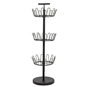Internet's Best 3 Tier Metal Shoe Tree - Black Finish - 18-Pair Shoe Organization Rack - Storage Organizer - Free Standing Tower Weighted Base - Strong Sturdy