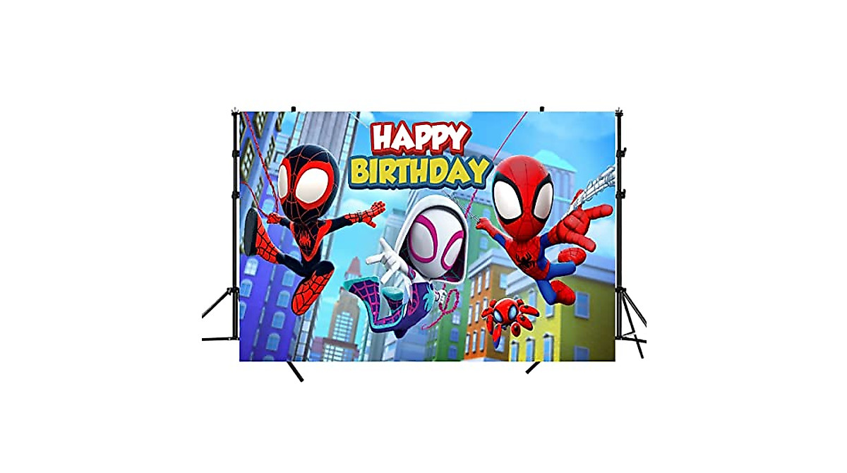 Spidey and His Amazing Friends Backdrop - Kids Birthday Photo Background