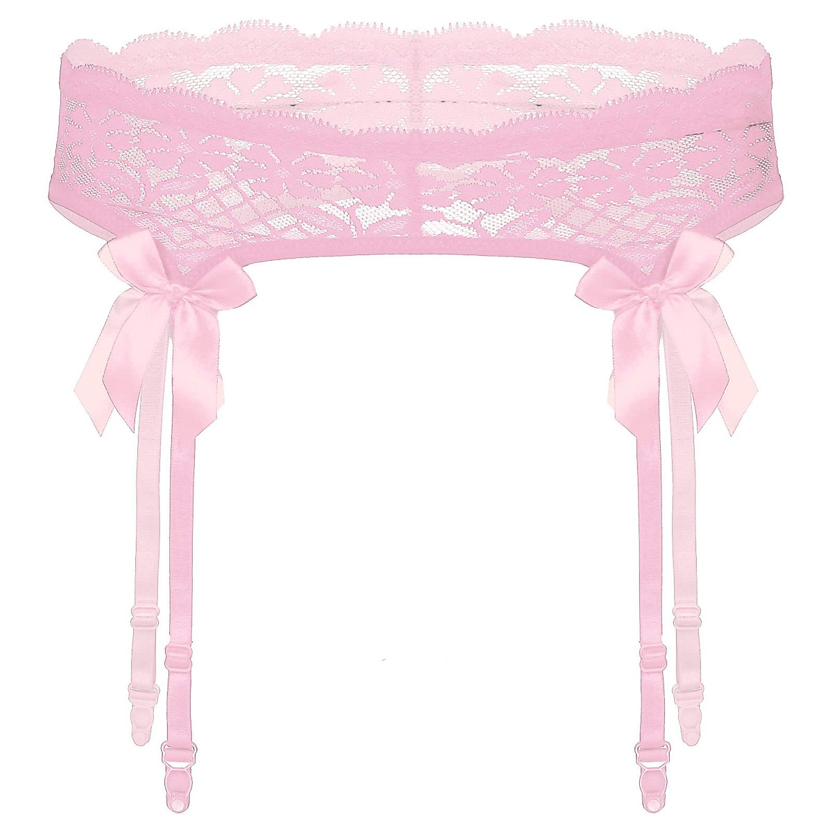 iiniim Men's Sissy Lace Ladies Thigh-Highs Stockings Garter Belts Temptation Suspender Underwear Pink One Size