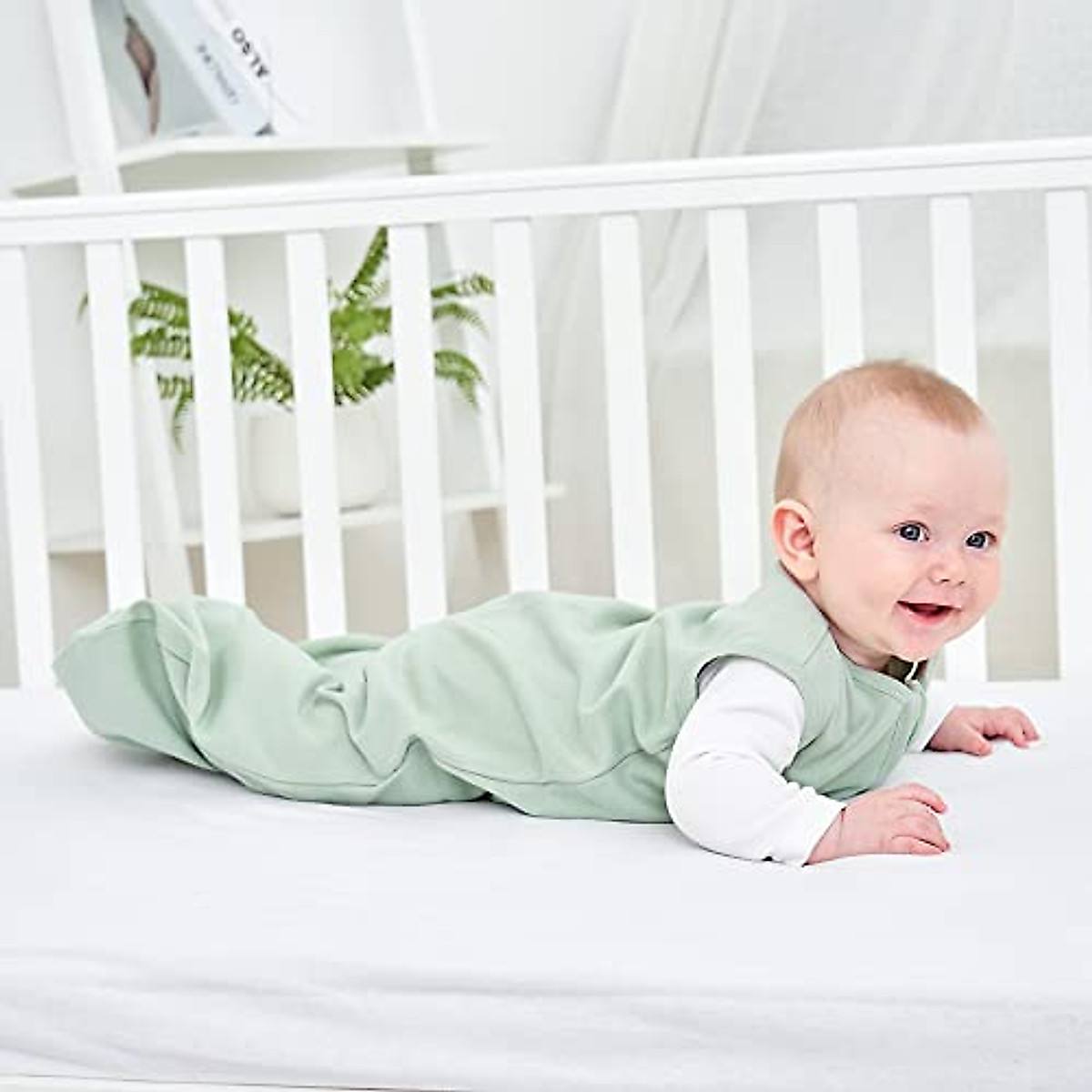 Looxii Baby Sleep Sack 6-12 Months 100% Cotton 0.5TOG Wearable Blanket Baby Sleeping Bag Soft Comfortable Toddler Sleeping Sack Green