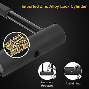 UBULLOX Bike U Lock Heavy Duty Bike Lock Bicycle U Lock, 16mm Shackle and 4ft/6ft Length Security Cable with Sturdy Mounting Bracket for Bicycle, Motorcycle and More, Large