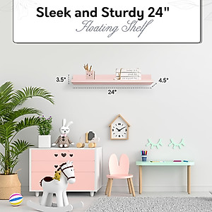 InPlace Pink Picture Ledge Shelf, 24" W x 4.5" D x 3.5" H, 9605012E