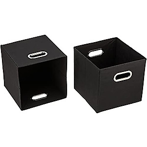 Household Essentials 34-1 Decorative Storage Cube Set with Removable Lids | Black | 2-Pack