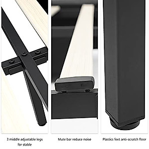 HOMFAMILIA Queen Bed Frame with Headboard and Drawers, LED Bed Frame with Adjustable Storage & LED Lights Headboard, Upholstered Platform Bed with 2 USB Ports, No Box Spring Needed, Dark Grey