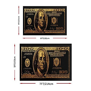 JUST BREATHE Area Rug 4’x6’ Money Rug Luxury 100 Dollar Bill Area Rugs Collection Cash Art Carpet Rug for Living Room Entryway Dining Room Home Office, Bedroom Rug, Non-Slip, Washable, Black/Gold