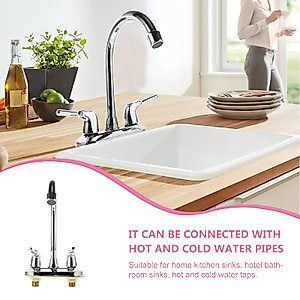 Veemoon Kitchen Faucet, Double Switch Faucet, Stainless Steel Kitchen Tap Water Faucet Hot and Cold Faucet Household Faucet Sink to Rotate Copper Core
