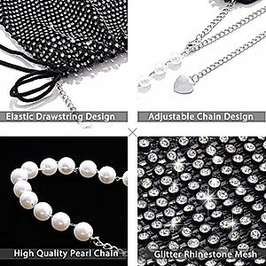 Yokawe Sparkly Crossbody Purse Rhinestone Evening Handbags Mesh Clutch Purses for Women Cell Phone Wallet