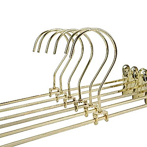 Koobay 13.7" Gold Metal Pants Trousers Hangers, 30PACK, Skirt Adjustable Clips Bottom Clothes Hanger Organization Display (30 Packs)