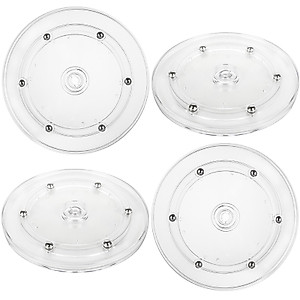 Oungy 4PCS 6 Inch Acrylic Lazy Susan Turntable Rotating Tray with Steel Ball Bearings Clear Turntable Organizer for Table Spice Cake Rack Kitchen Cabinets Monitor