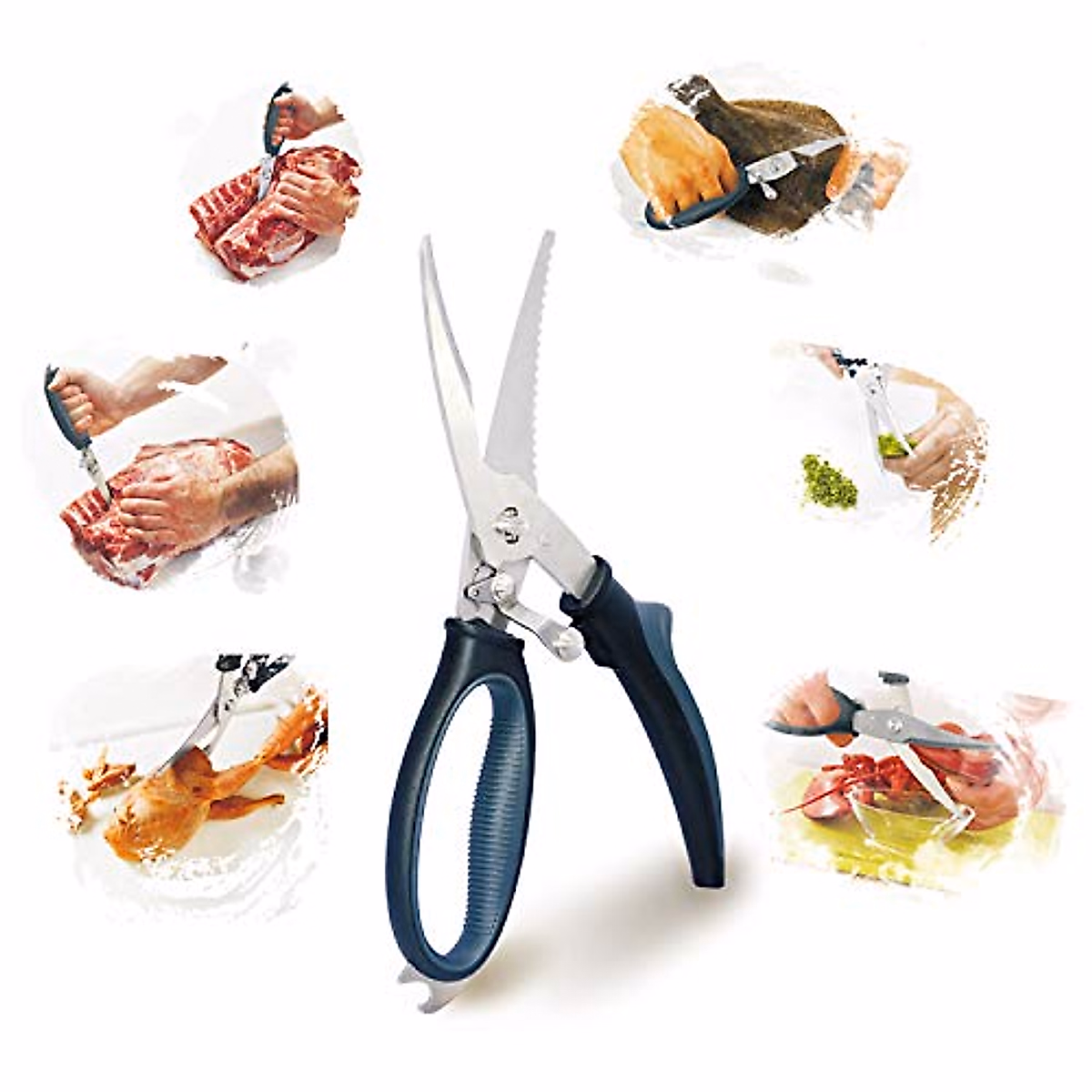 Poultry Shears - Heavy Duty Kitchen Scissors for Cutting Chicken, Poultry, Game, Bone, Meat - Chopping Food - Spring Loaded