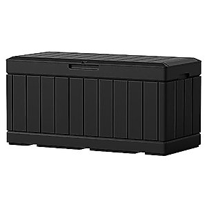 Homall 85 Gallon Large Resin Deck Box Waterproof Outdoor Storage with Padlock Indoor Outdoor Organization and Storage Container for Patio Furniture Cushions, Pool Toys, Garden Tools (Black)