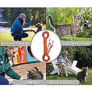 Reflective Cat Leash -30FT Cat Cable Out Leash Escape Proof Walking Leads Yard Long Leash Durable Safe Personalized Extender Leash Traning Play Outdoor for Puppies/Kittens/Rabbits/Small Animals
