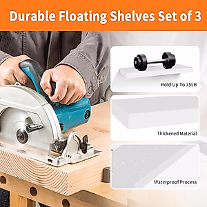 Upassion White Floating Shelves for Wall Set of 3, 16" White Wall Shelves for Home Decor, Frame Display Wall Mounted White Floating Shelf for Living Room, Bedroom, Bathroom, Kitchen