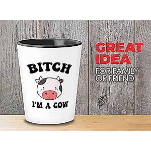 Bubble Hugs Animal Shot Glass 1.5 oz - Im a Cow - Kawaii Farm Farmer Cute Cow Lovers Sarcasm