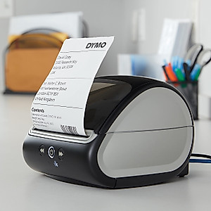 DYMO LabelWriter 5XL Direct Thermal Label Printer with USB and Ethernet Connectivity, Black - Monochrome, 62 Labels Per Minute, 300 dpi, 4 x 6 - Includes 1 Rolls of 500 Labels