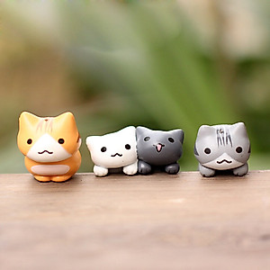 Mini Cute Cats Miniature Garden Micro Kitty Landscape Ornament Decorations Home Succulent Bonsai Plant Pots Craft Decor (Random Style)