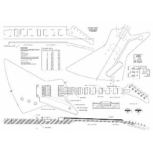 Gibson Explorer Electric Guitar Plans - Full Scale Technical Design Drawings - Actual Size
