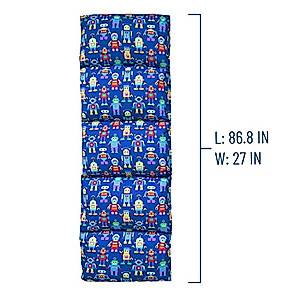 Wildkin Kids Floor Lounger for Boys and Girls, Measures 86.8 x 27 Inches, Travel-Friendly and Perfect for Sleepovers, Requires 5 Standard Size Pillows (Not Included) (Robots)