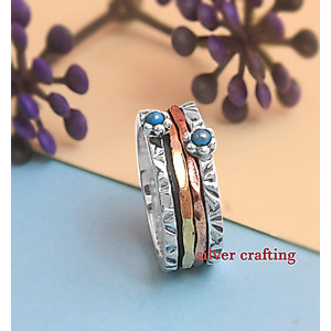 Turquoise Gemstone 925 Sterling Silver Spinner Ring Jewelry (9)