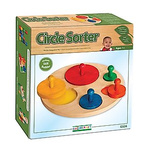 Guidecraft Circle Sorter - Shape and Color Puzzle for Toddlers - Kids Early Learning and Development Toy, Wooden Educational Set