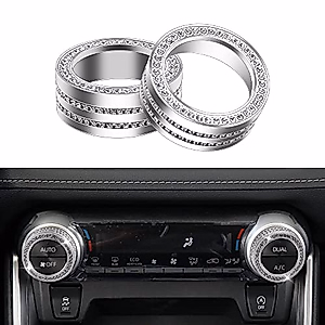 1797 AC Air Conditioning Knob Covers Accessories for Toyota RAV4 2023 2022 2021 2020 2019 Bling Sticker Decal Crystal Silver Pack of 2