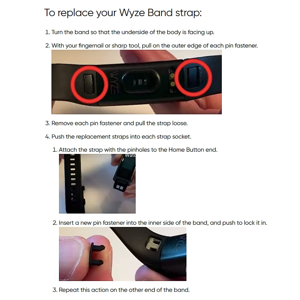 WYZE Band Pink Replacement Strap Soft Silicone Adjustable Sport Wristbands with Classic Clasp for Women