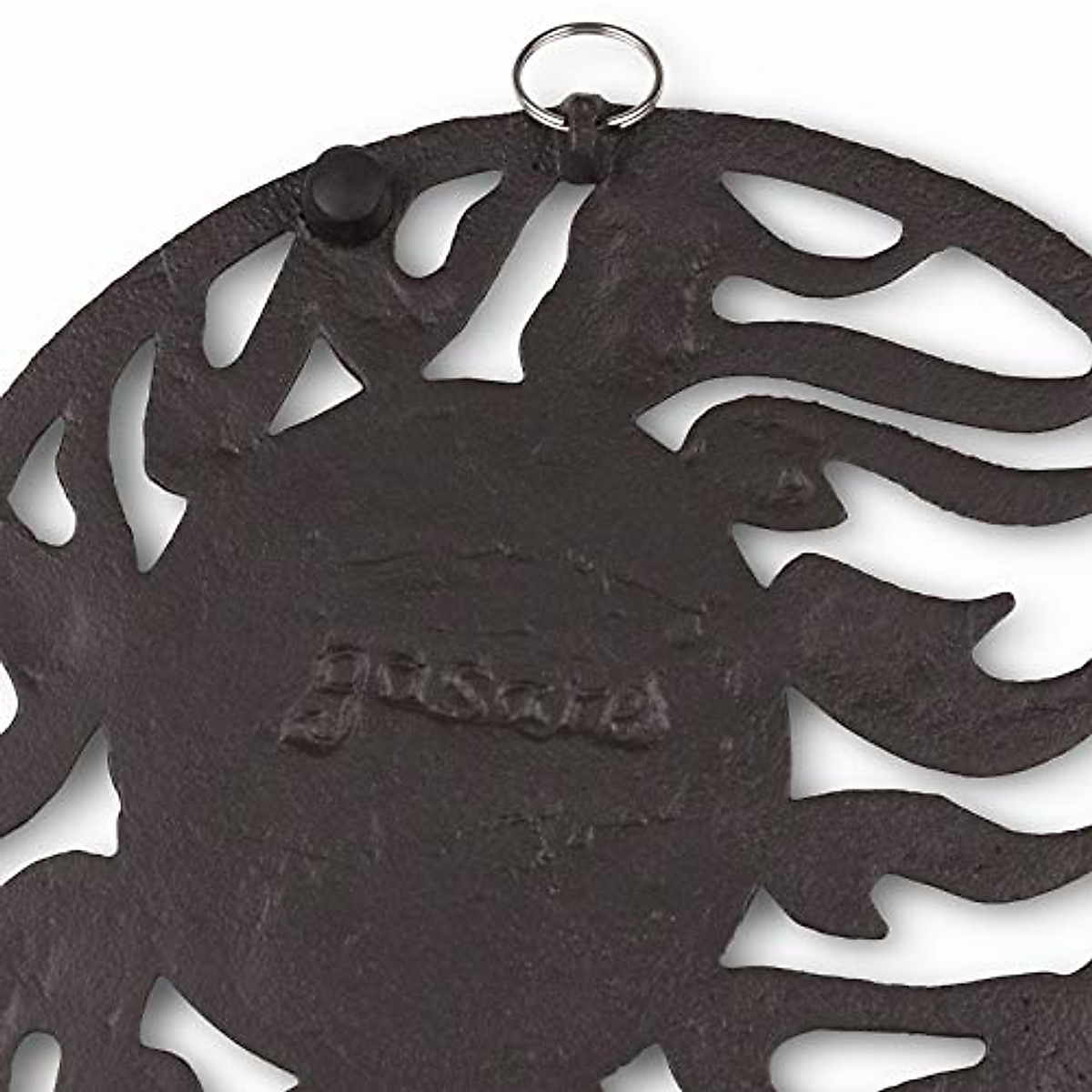 gasaré, Trivet for Hot Dishes, Pots and Pans, Metal Trivet, Sun and Moon Design, Cast Iron, Rubber Feet Caps, Ring Hanger, 8 Inches, Brown Finish, 1 Unit