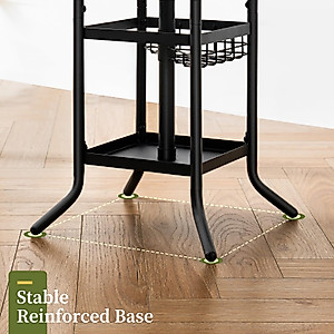 Yoobure Coat Rack Freestanding, Coat Tree with Umbrella Holder, Metal Coat Rack Stand with 12 Hooks, Modern Coat Hanger Stand for Entryway, Purse Rack Hat Rack Stand for Living Room Bedroom Office