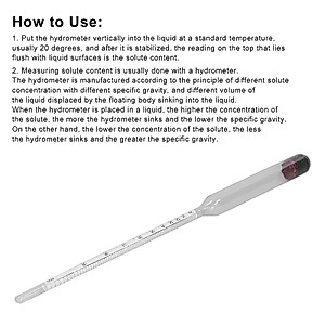 Hydrometer Tool, Glass Wide Application Beer Meter Clear Scale Durable for Home