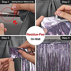 PartyWoo Foil Curtain Purple, 2 pcs 3.3x6.6 ft Light Purple Streamers, Tinsel Curtains, Backdrop Curtain, Foil Fringe Curtains, Party Streamers, Birthday Decorations, Party Backdrop, Wedding Backdrop