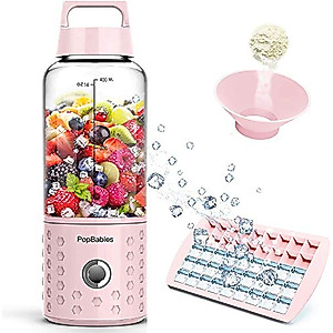 Portable Blender, PopBabies Personal Blender, Smoothie Blender. Rechargeable USB Blender Corolina Blue & Princess Pink & Apple Green